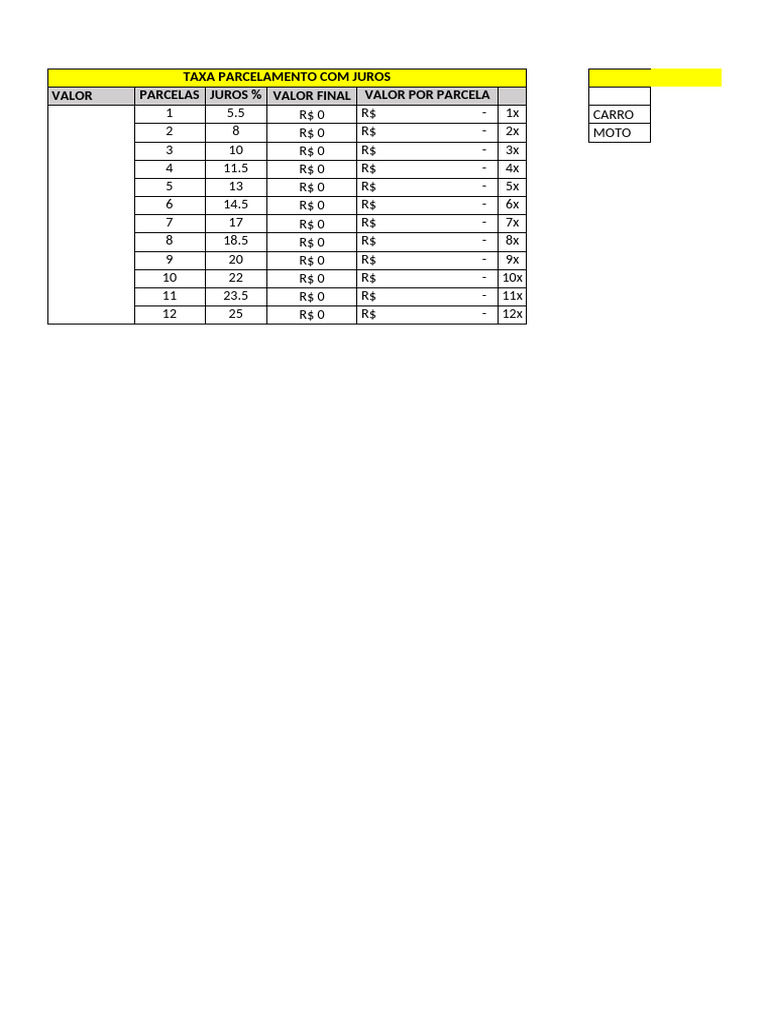 Calcular Parcelamento Desp | PDF