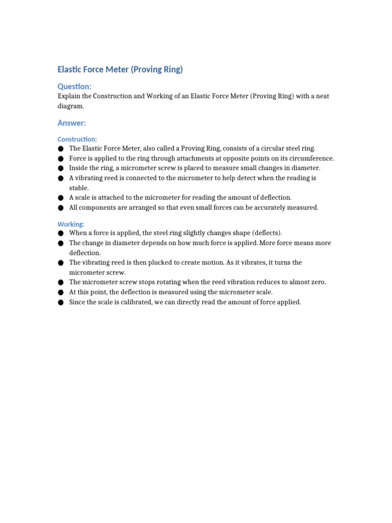 Elastic Force Meter Construction & Function | PDF