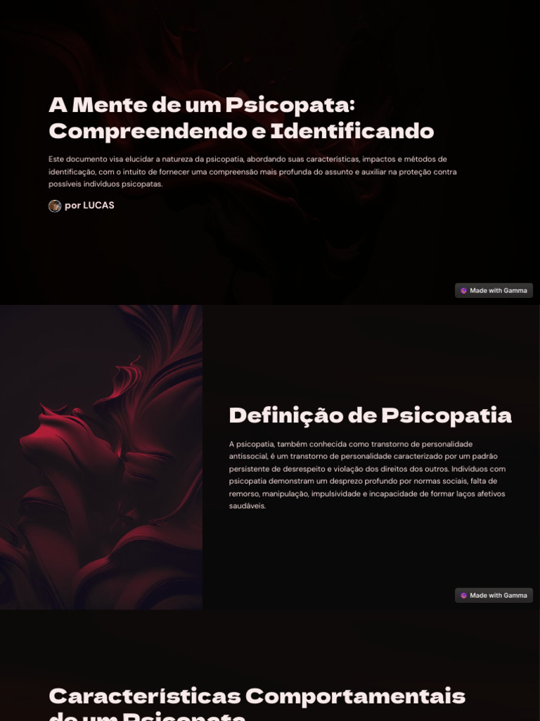 Psicopatia: Identificação e Características | PDF | Psicopatia ...