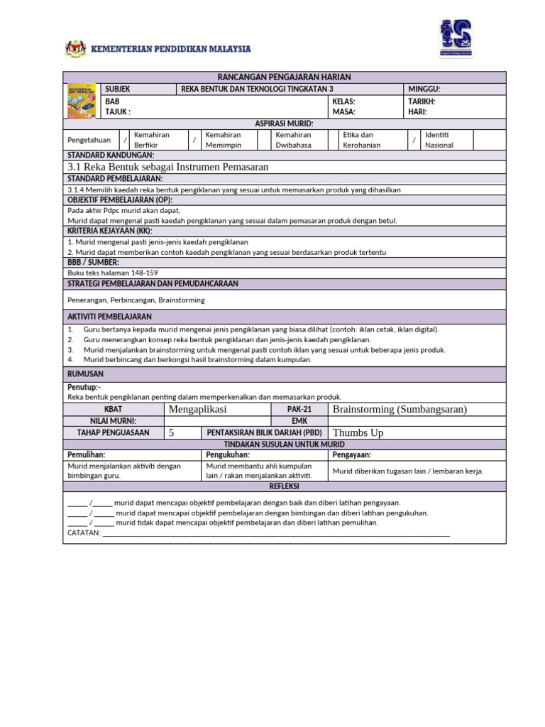 Minggu 25 RBT Ting 3 | PDF