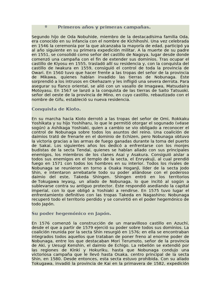 Resumen Nobunaga Oda | PDF | Samurai | Japón feudal