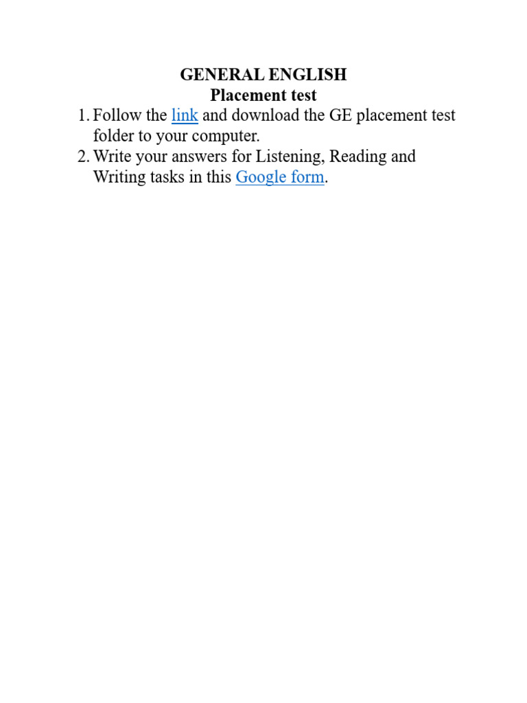 General English Placement Test | PDF