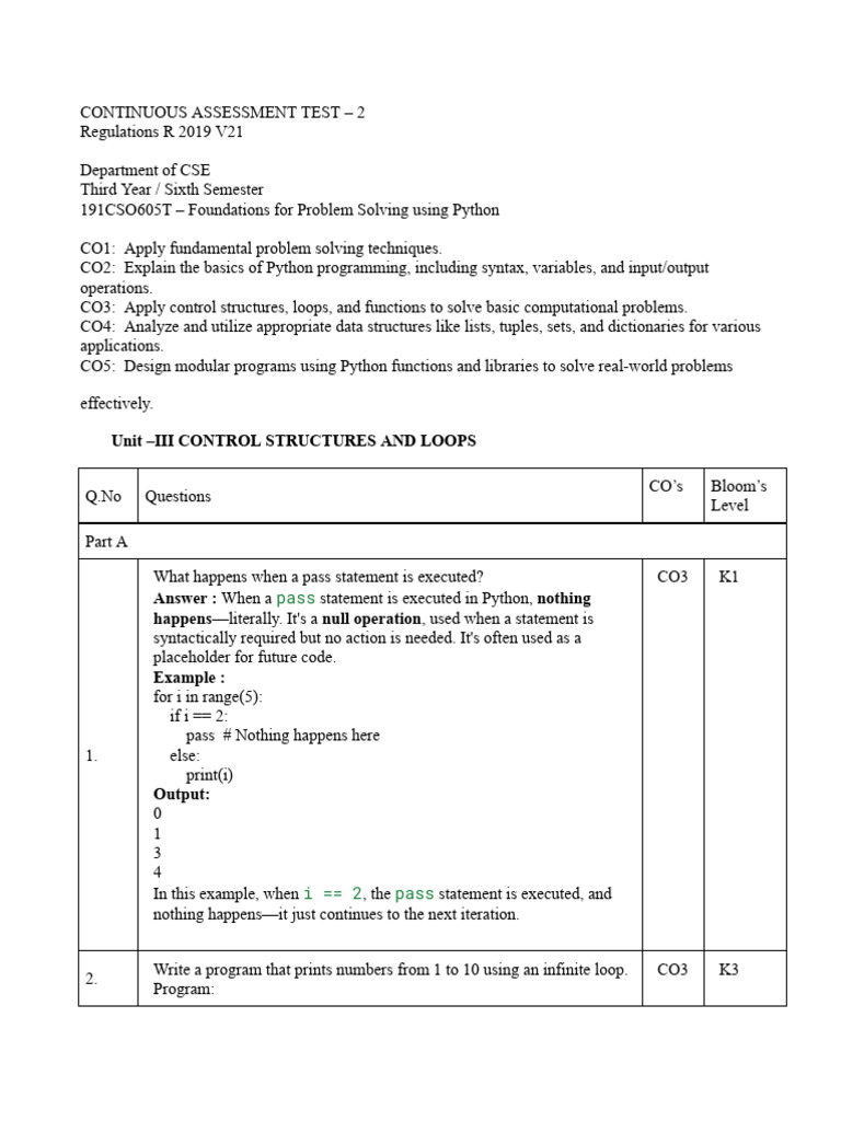 CAT 2 Unit 3,4,5 Answer Key FPSP | PDF | Parameter (Computer ...