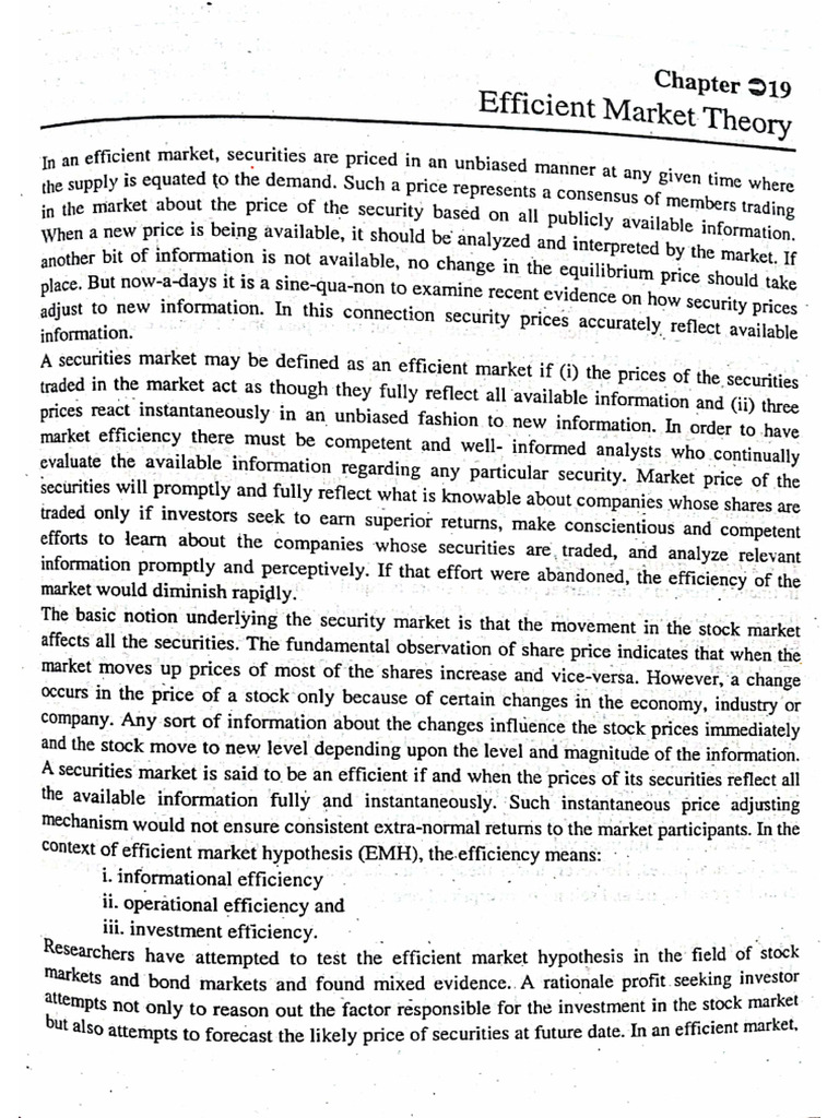 Chapter 19 (Efficient - Market - Theory) | PDF