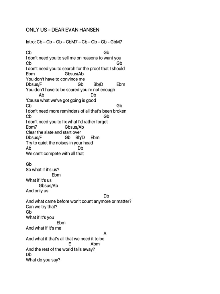 Dear Evan Hansen - Only Us | PDF