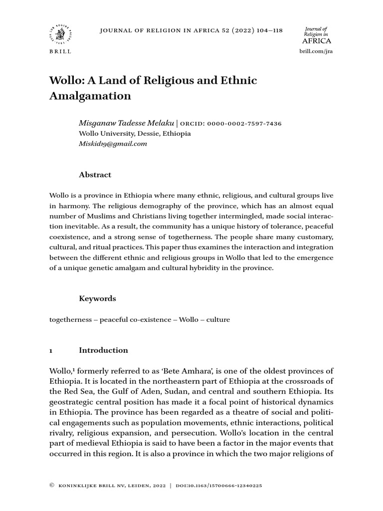 Wollo ALandofReligiousandEthnicAmalgamation | PDF | Ethiopia