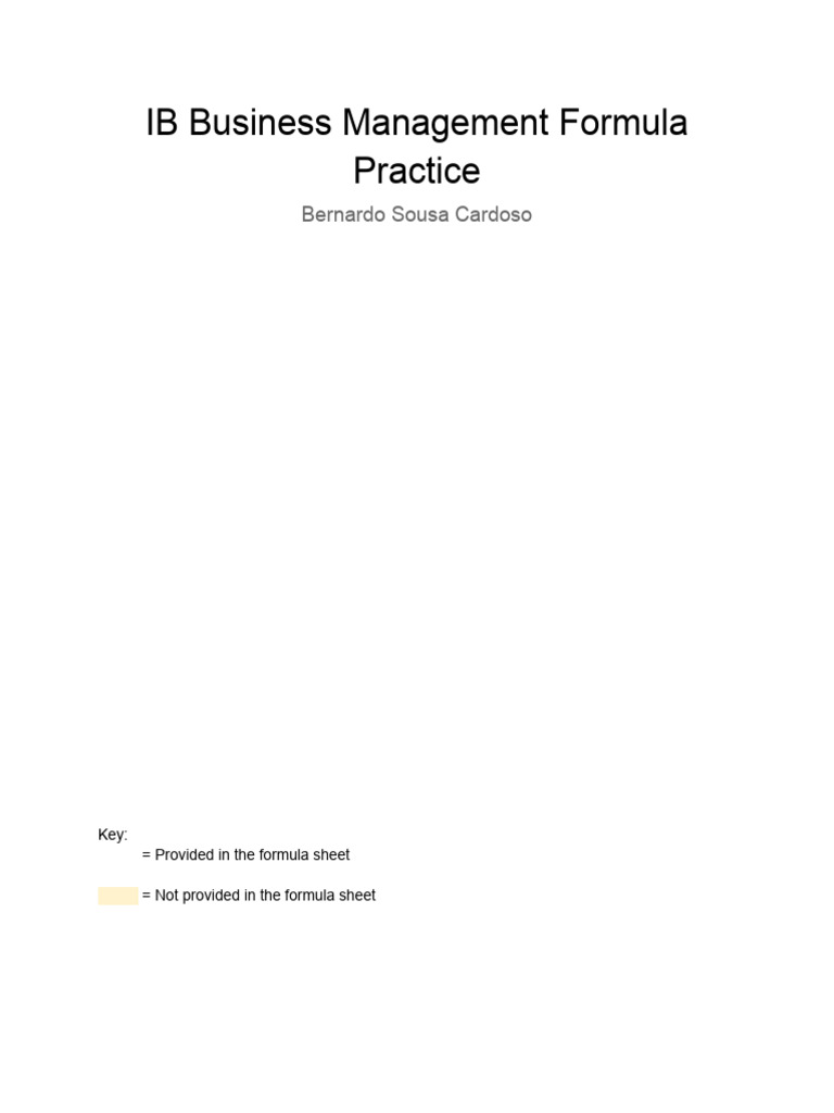 IB Business Management Unit 3 Formula Practice | PDF | Financial ...