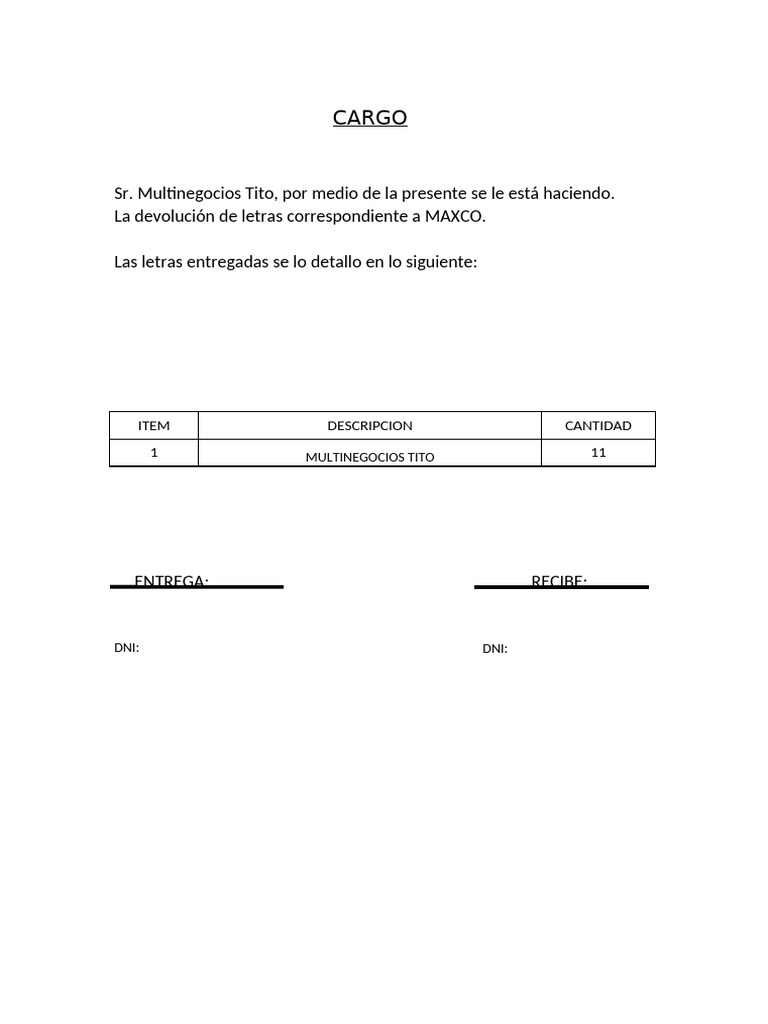 Cargo de Letras | PDF