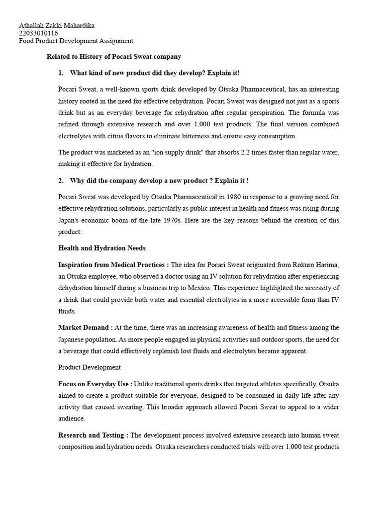 AthalahZakkiMahardika - Food Product Development Assignment | PDF | Dehydration