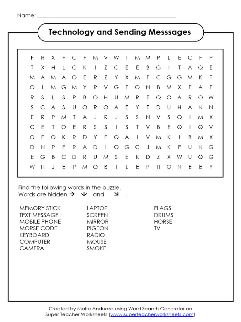 Super Teacher Worksheets Technology and Sending Messsages-1 | PDF
