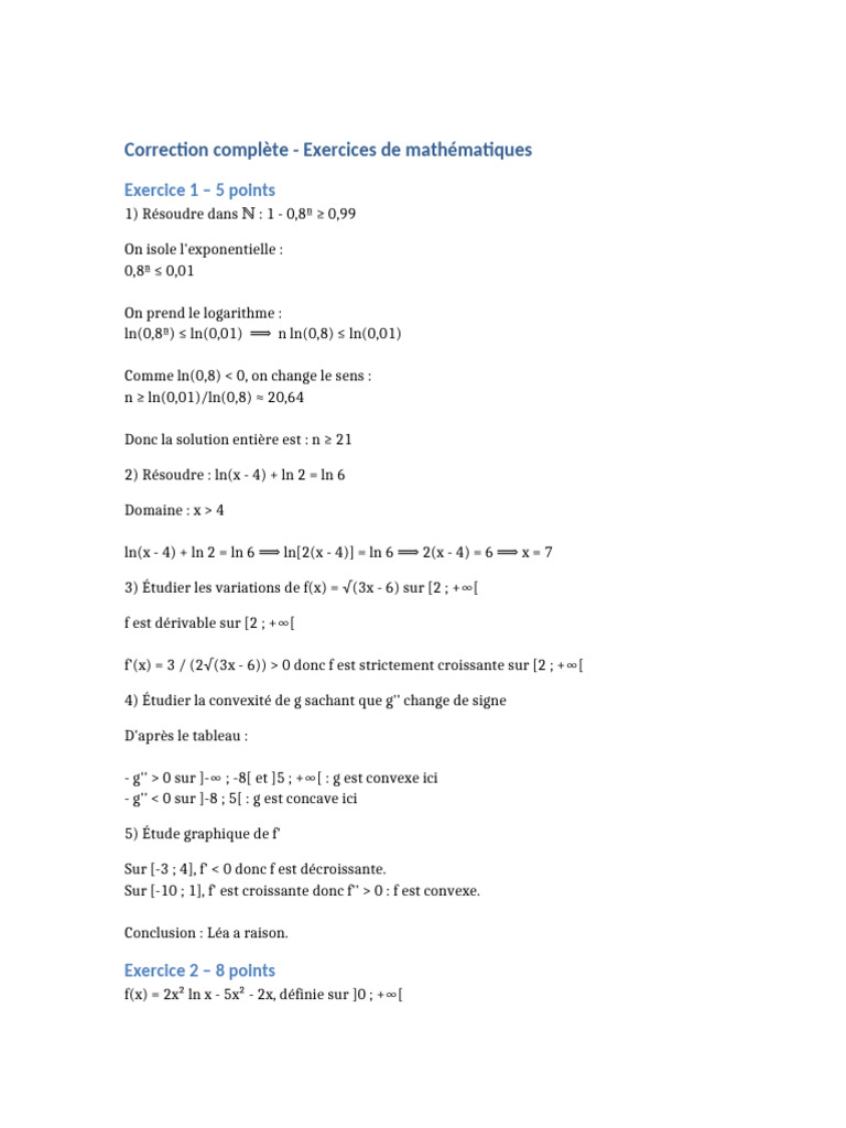 Résolution d'exercices d'exponentielle | PDF | Analyse complexe ...