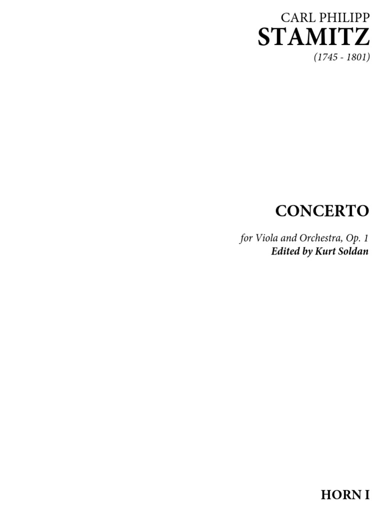 Stamitz Viola Concerto, Op. 1 Edition | PDF