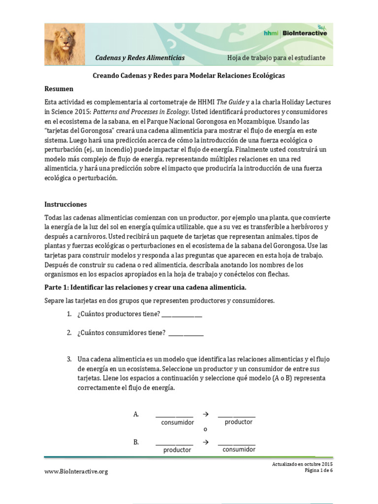 Cadenas y Redes Alimenticias en Gorongosa | PDF | Red alimentaria ...