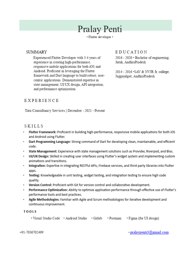 Pralay_Flutter_Resume | PDF