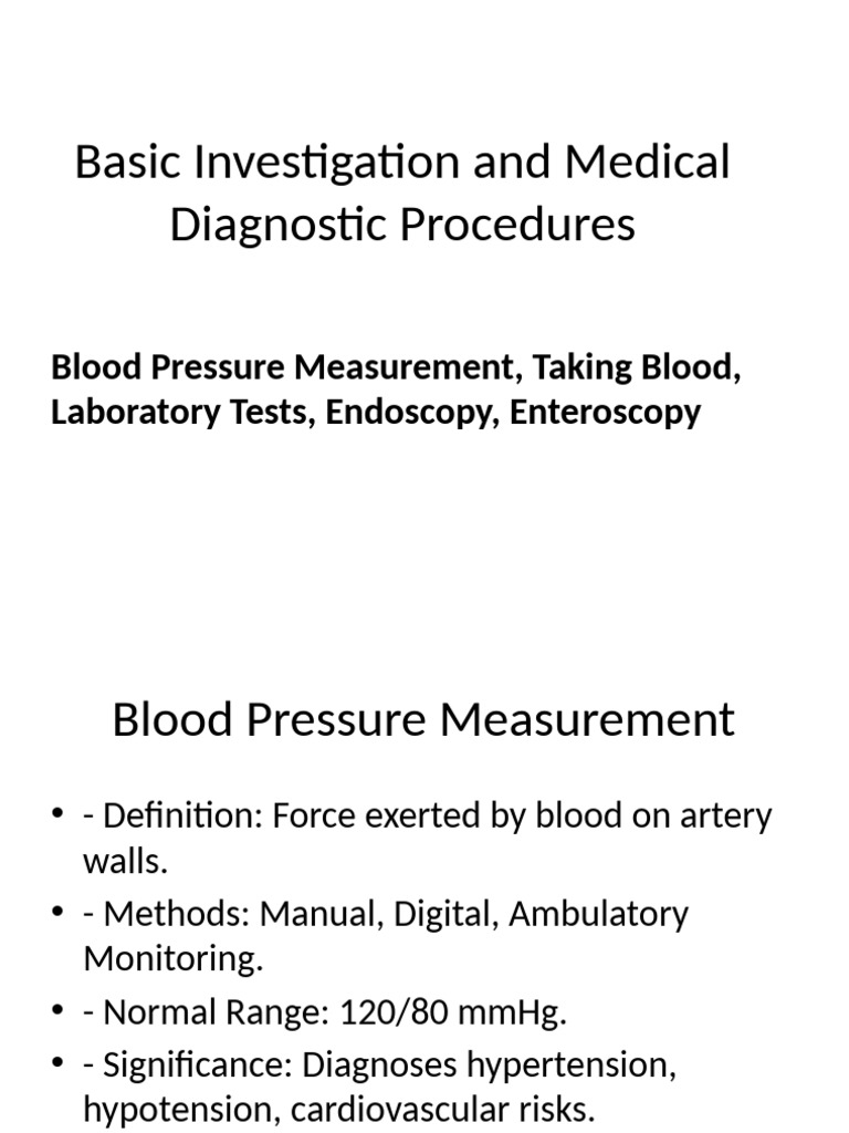 Essential Medical Investigation Procedures | PDF
