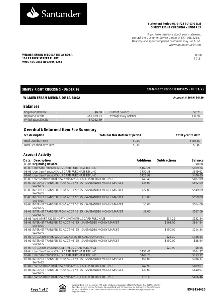 Simply Right Checking Statement Summary | PDF | Overdraft | Transaction ...