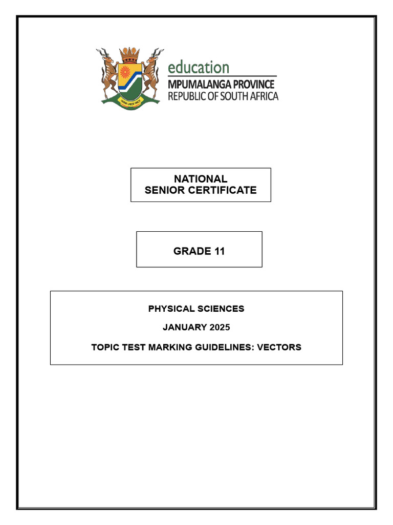 Grade 11 Physical Science Vectors Test | PDF