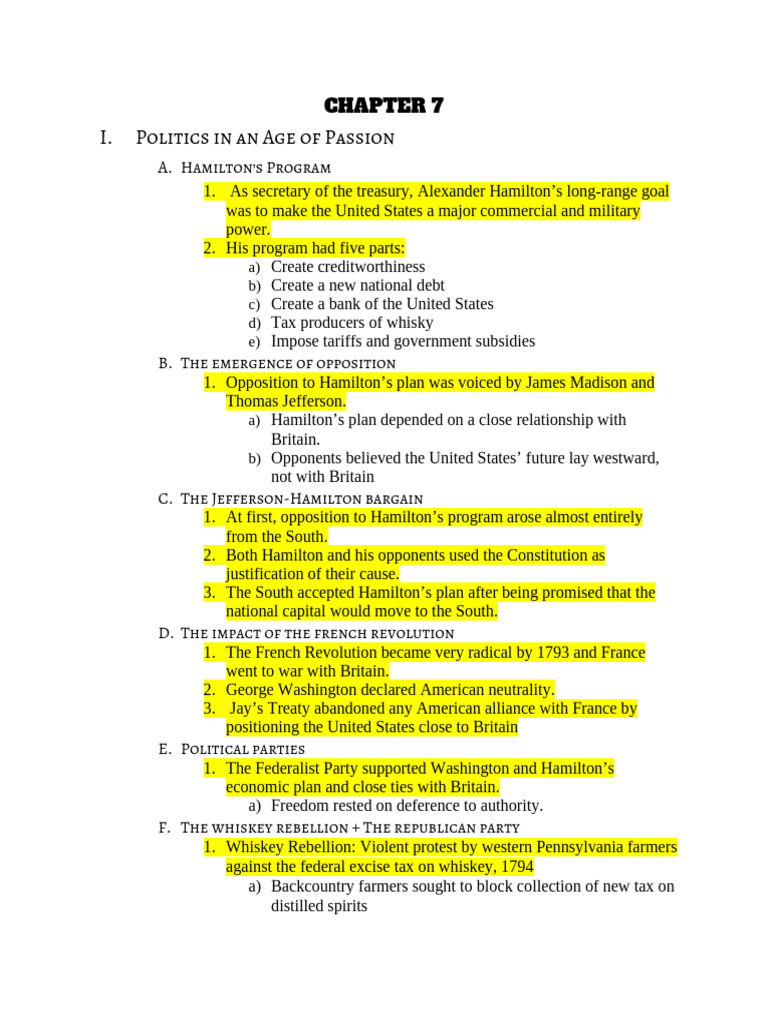 CH 8 Outline | PDF | Alexander Hamilton | Thomas Jefferson