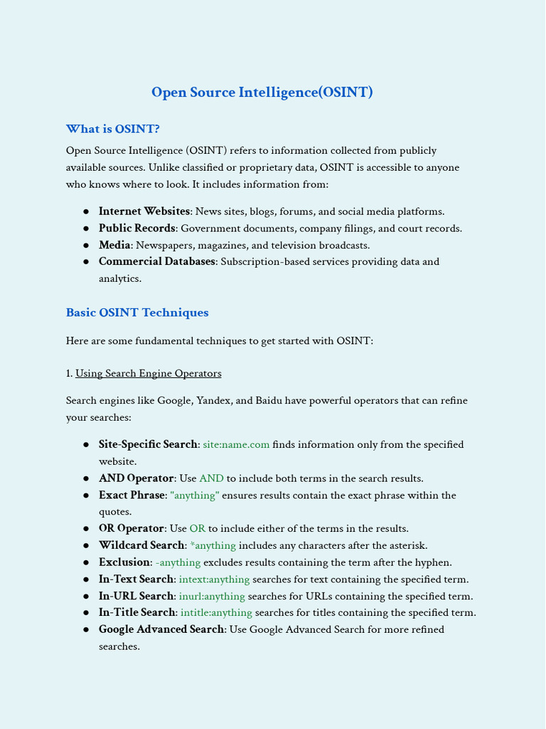 Open Source Intelligence (OSINT) | PDF | Computing | Information Technology