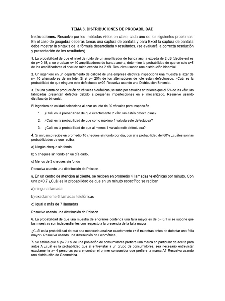 Serie Problemas T3 - Alumnos - 2025 | PDF | Desviación Estándar | Probabilidad