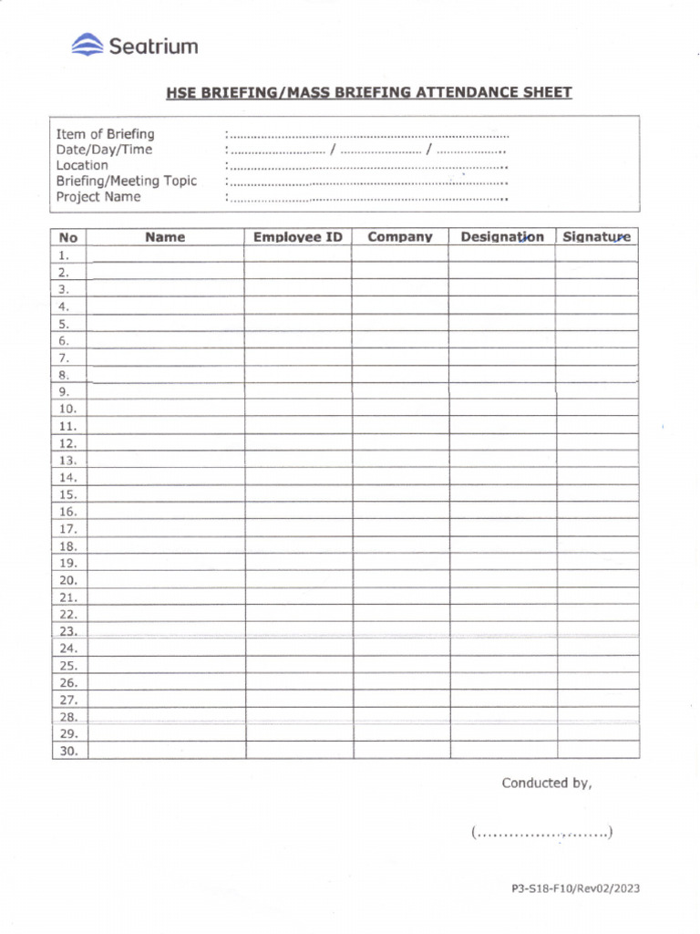 Form Attendant Briefing | PDF