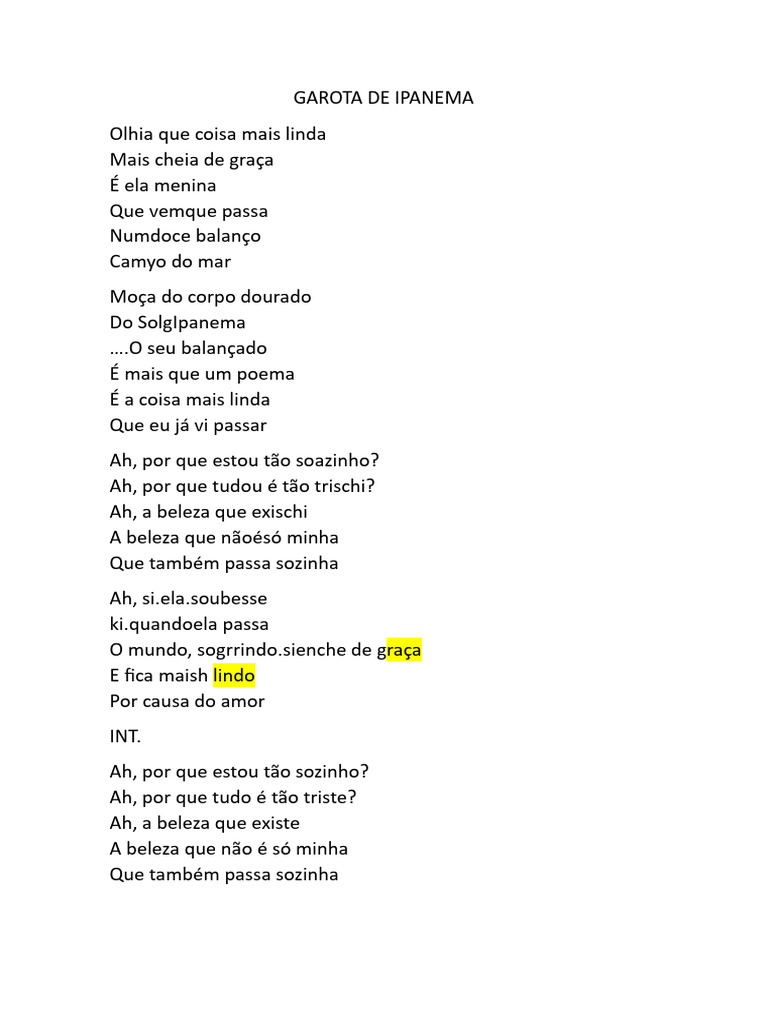 Garota De Ipanema Pdf