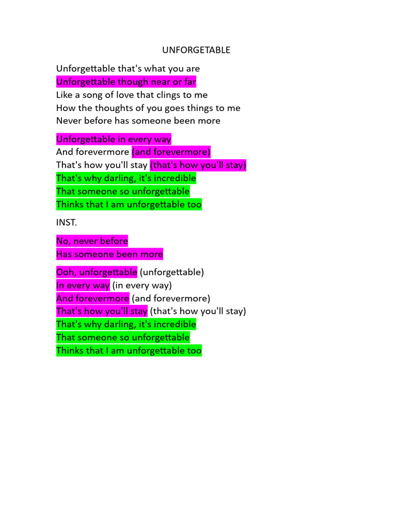 Unforgetable | PDF