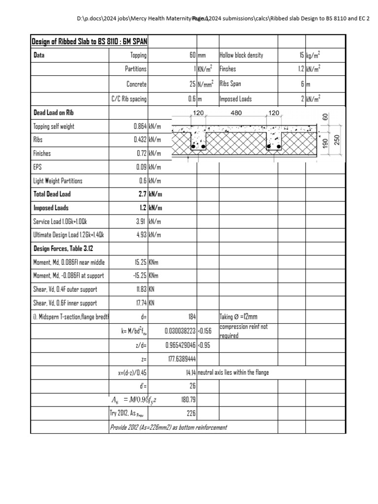 Ribbed Slab Design to BS 8110 & EC 2 | PDF | Structural Engineering ...