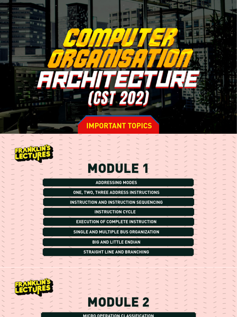 Important Topics Forrr - Computer Organisation & Architecture - Franklin's Lectures | PDF