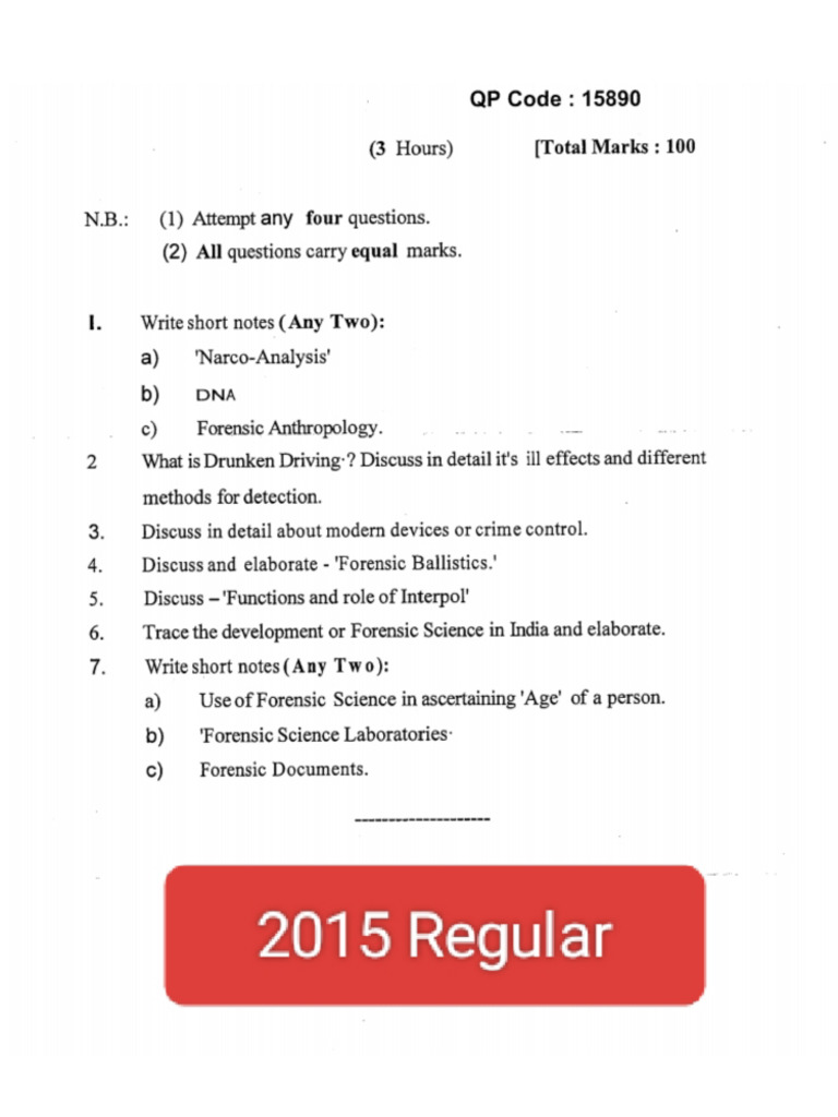Forensic Science All Question Papera | PDF