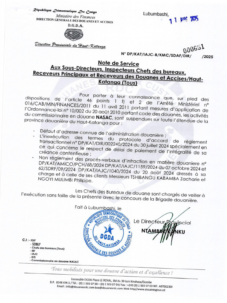 Note DP 0651,644,646,640, 652 Ssuspensions de Nasac, Selection | PDF