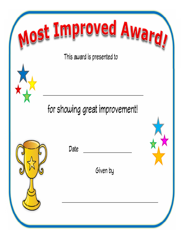 Most Improved Award Certificate | PDF