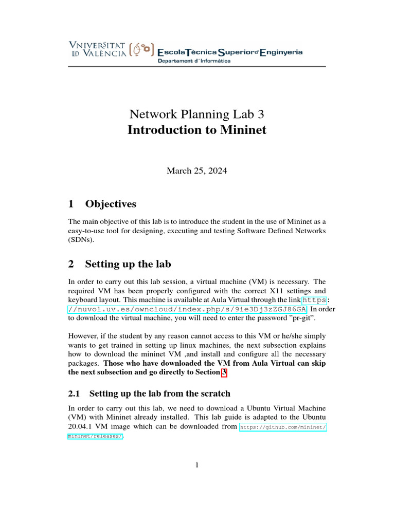Practica3 Intro To Mininet | PDF | Command Line Interface | Virtual Machine