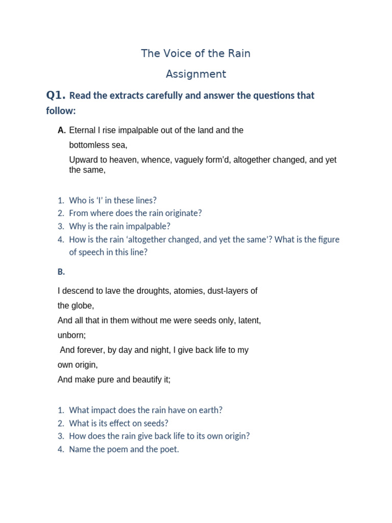 Voice of The Rain - Assignment | PDF | Rain | Physical Geography