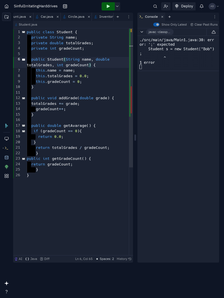 Student.java - SinfulIrritatingHarddrives - Replit | PDF