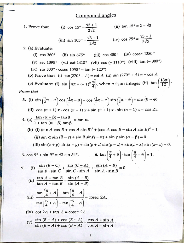 Compound Angles | PDF
