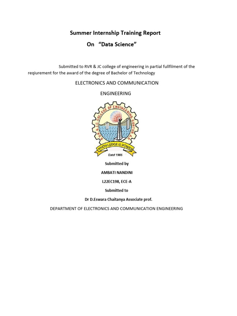 Summer Internship Training Report | PDF