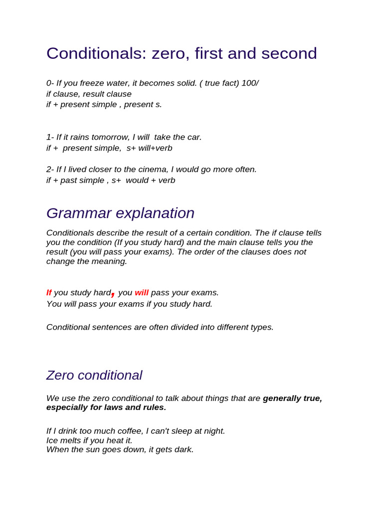 Conditionals_ zero, first and second | PDF | Syntax | Language Mechanics