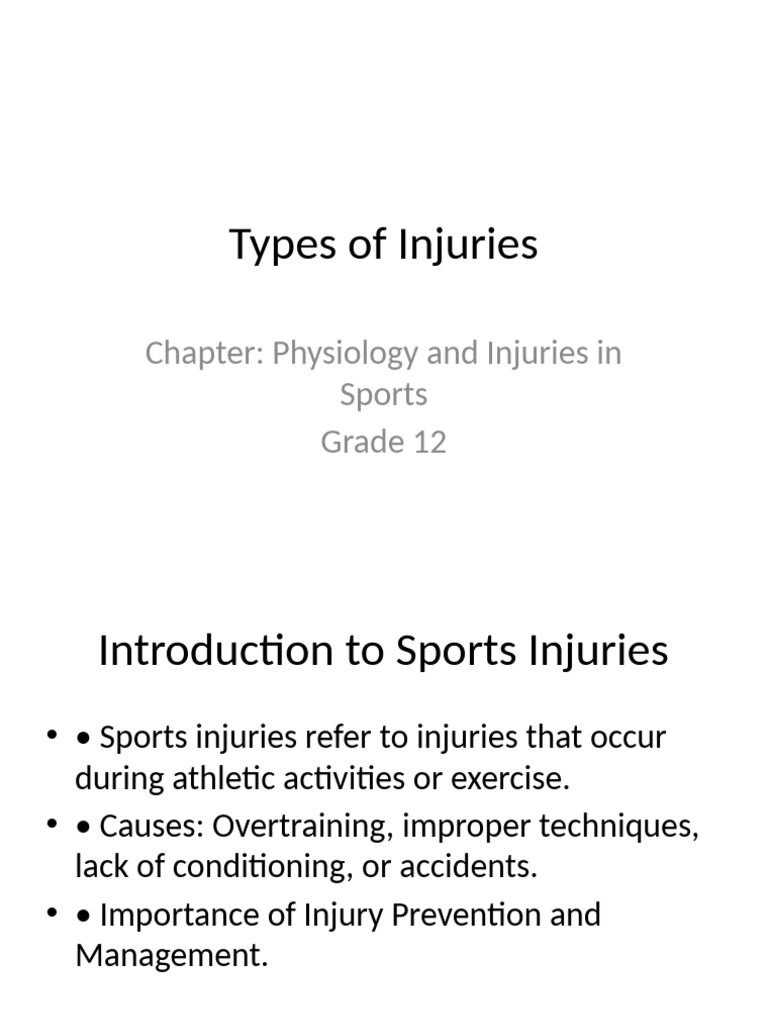 Types of Injuries Grade 12 | PDF