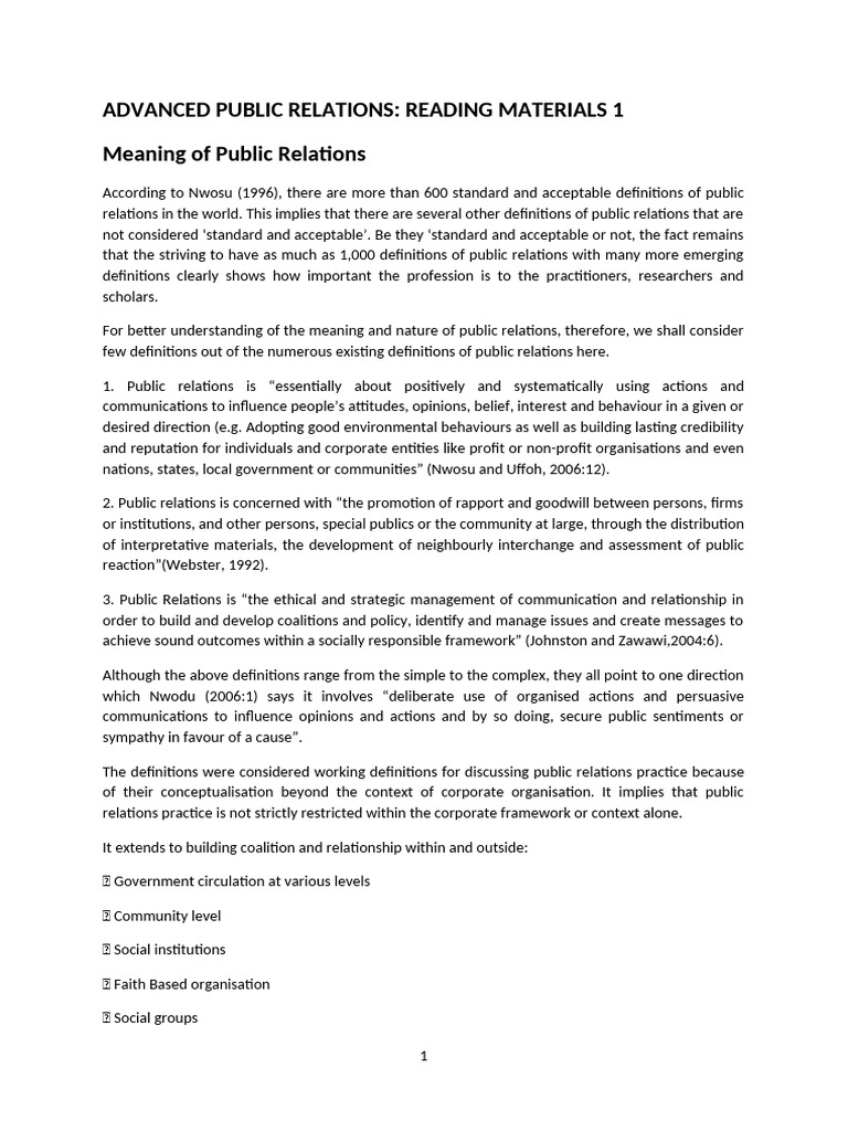 Understanding Public Relations Dynamics | PDF | Reputation | Academic ...