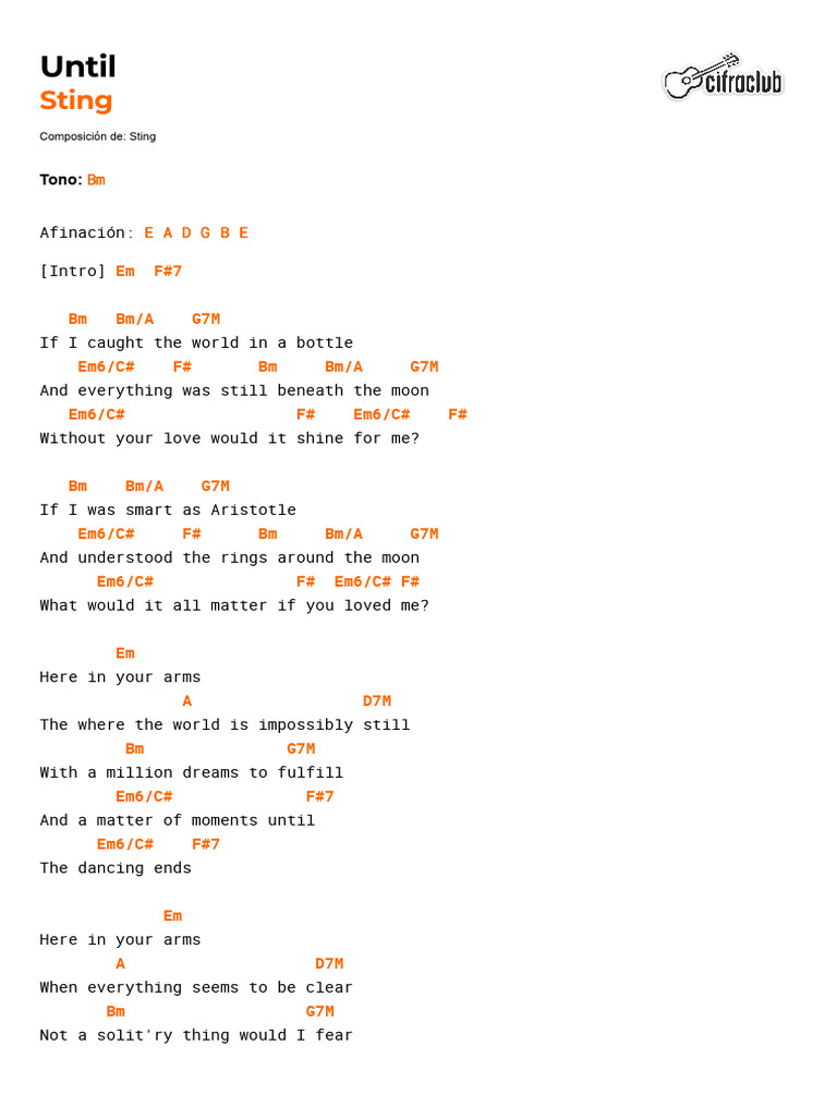 Sting Until Letra Y Acordes Piano Pdf