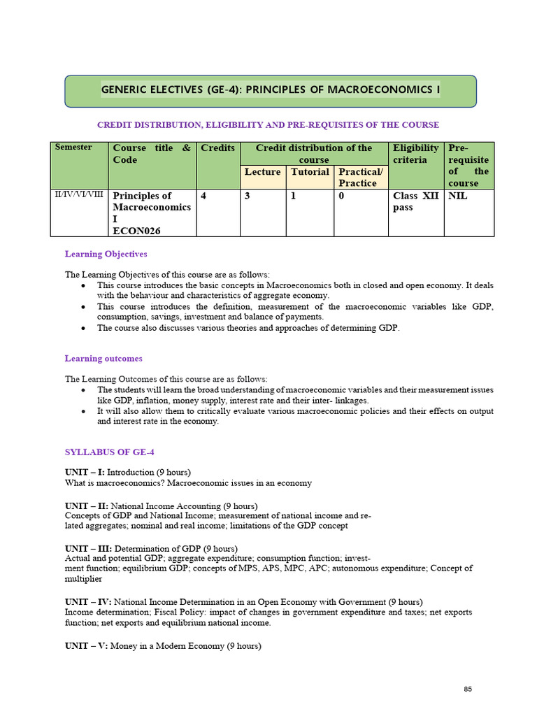 macroeconomics-GE Syllabus | PDF | Macroeconomics | Gross Domestic Product