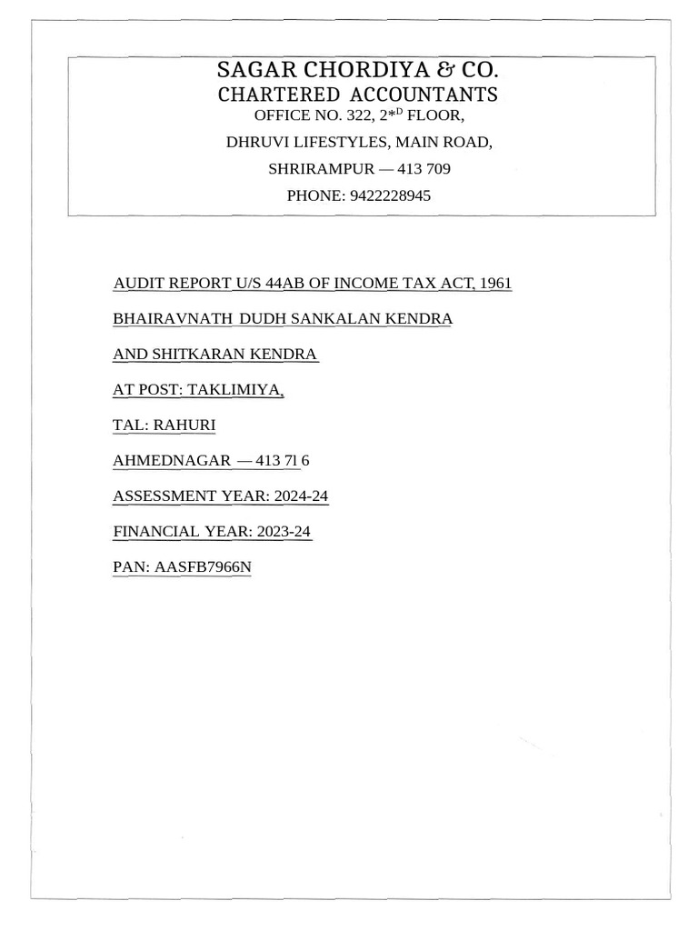 Bhairavnath DSK Audit Report F. Y. 23-24 | PDF | Income Statement | Taxes
