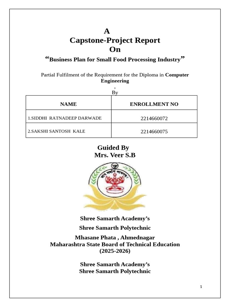 Business Plan For Small Food Processing Industry Ede Microproject | PDF | Drink | Juice