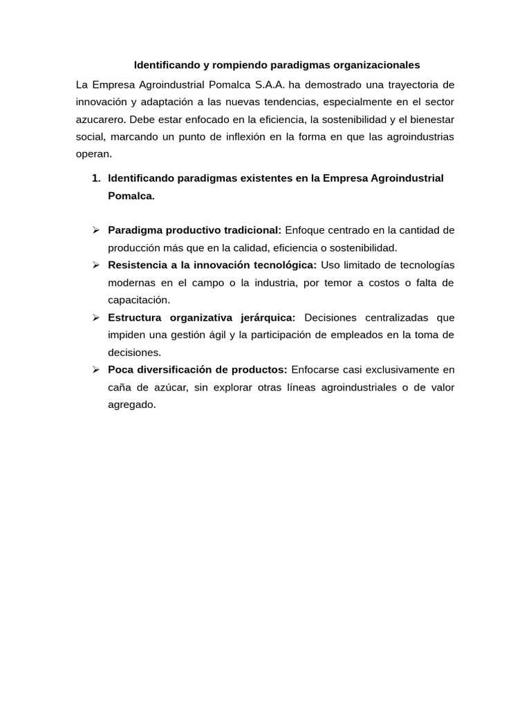 Rompiendo Paradigmas en Pomalca S.A.A. | PDF | Caña de azúcar ...
