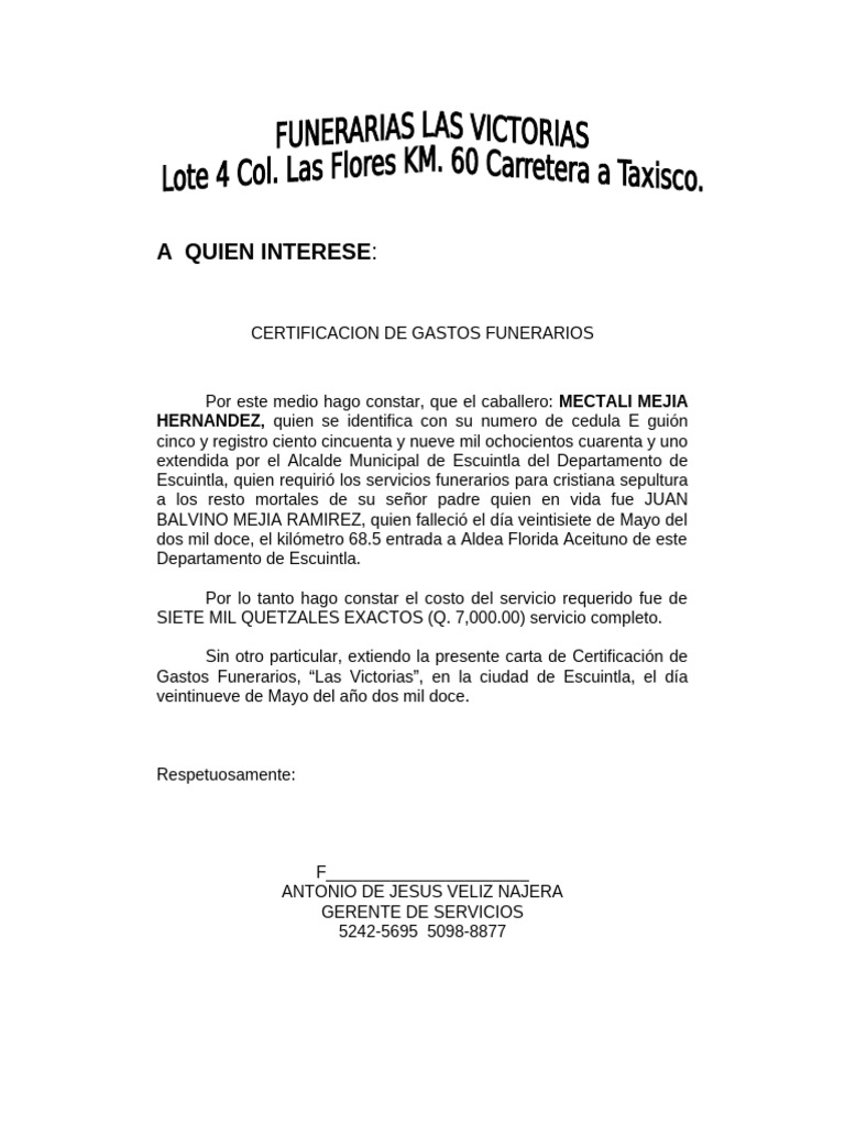 A Quien Interese Funeraria | PDF