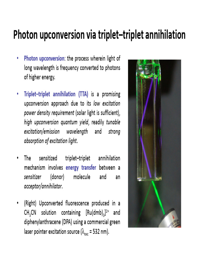 (UPCONVERTING) Photon Upconversion via Triplet–Triplet Annihilation | PDF | Molecular Physics ...