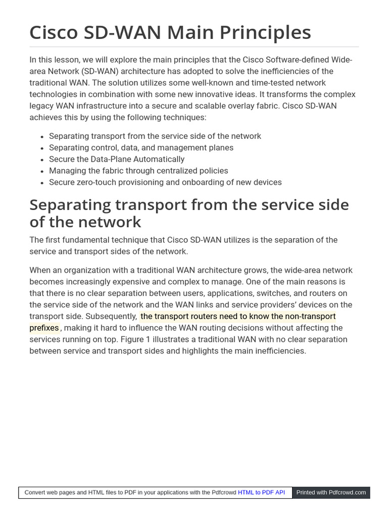 1.4 Cisco SD-WAN Main Principles | PDF | Computer Network | Routing