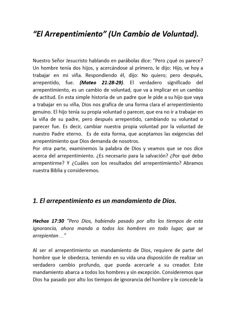 El Arrepentimiento (Rosendo I. Ferrufino) | PDF | Pecado | Salvación