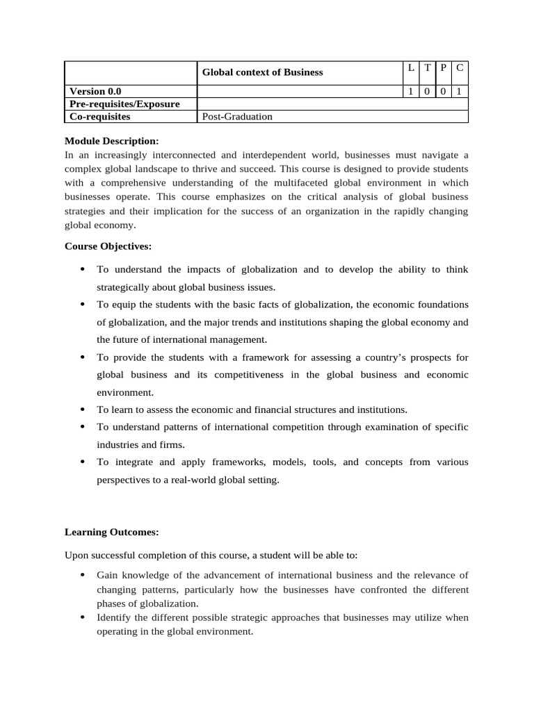 Global Context of Business-MBA | PDF | Exchange Rate | Foreign Exchange ...